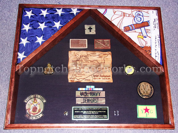 2 Flag Military Shadow Box by Topnotch Woodworks