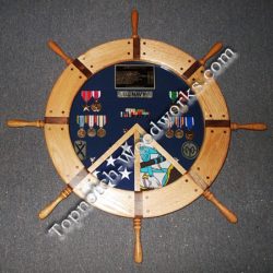 Ship Wheel Shadow Box with Walnut Inlays by Topnotch Woodworks